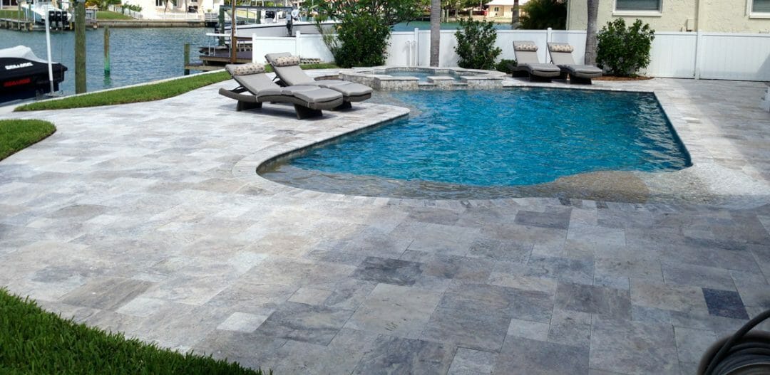 silver travertine outdoor pavers and coping - POOL COPING TILES - NON ...
