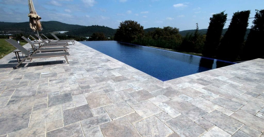 Silver Travertine Pool Coping - POOL COPING TILES - NON SLIP STONE ...