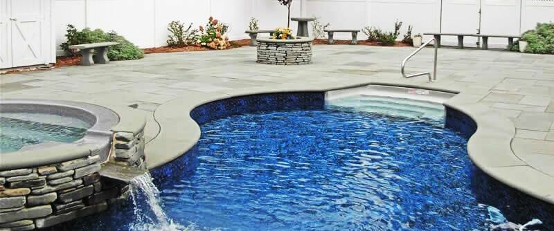 Bluestone Pool Paving with Curved Coping - POOL COPING TILES - NON SLIP ...