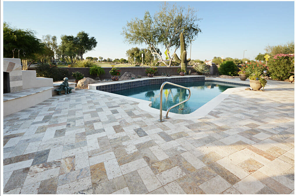 silver-travertine-pool-coping-and-classic-mix-pool-tiles - POOL COPING ...